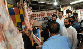 MCC team lead by Mayor inspects mutton stalls in Mangaluru ...